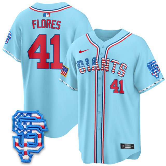 2026 Wilmer Flores #41 San Francisco Giants Fourth of July Light Blue ...