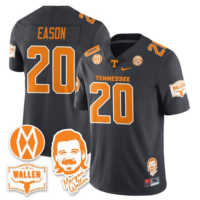 2026 Bryson Eason #20 Tennessee Volunteers Morgan Wallen Stitched Gray