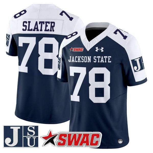 2026 Jackie Slater #78 Jackson State Tigers Vapor All Stitched Navy ...