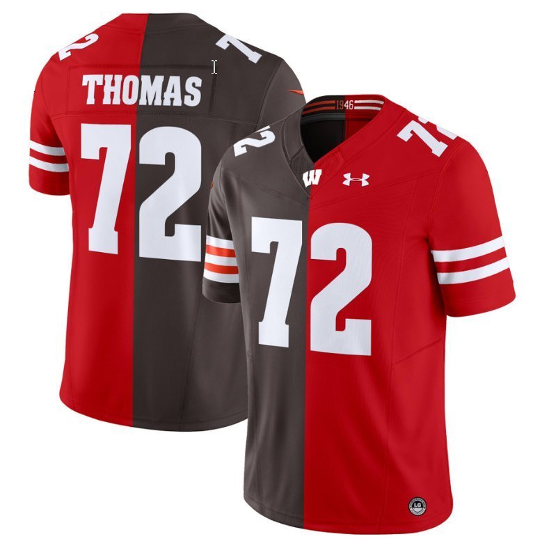 2026 Joe Thomas #72 Wisconsin Badgers Split Vapor Football Stitched