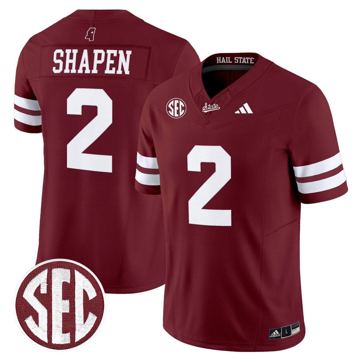 Blake Shapen #2 Mississippi State Bulldogs Dark Mode Stitched Maroon