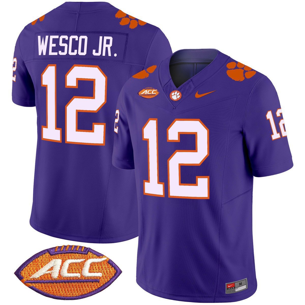 Bryant Wesco Jr #12 Clemson Tigers 2025 Vapor Limited Stitched Purple