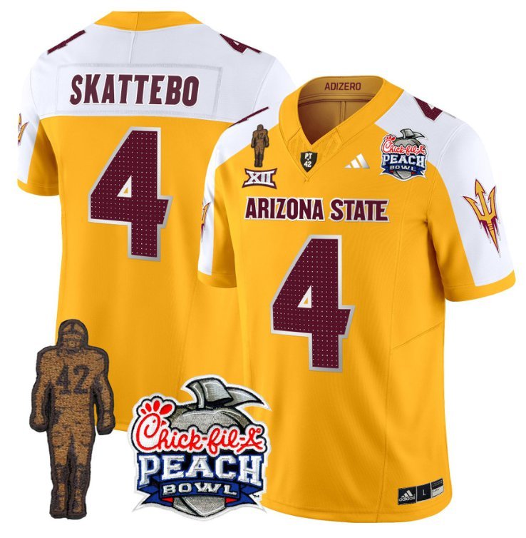 Cam Skattebo #4 Arizona State Peach Bowl Patch V2 Gold Alternate