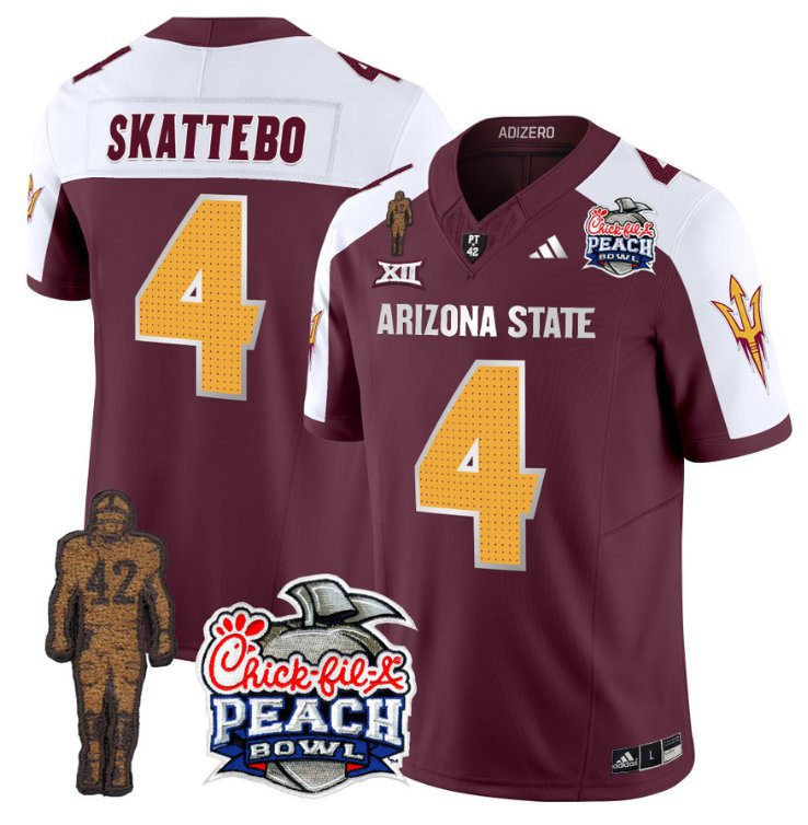 Cam Skattebo #4 Arizona State Peach Bowl Patch V2 Maroon Alternate