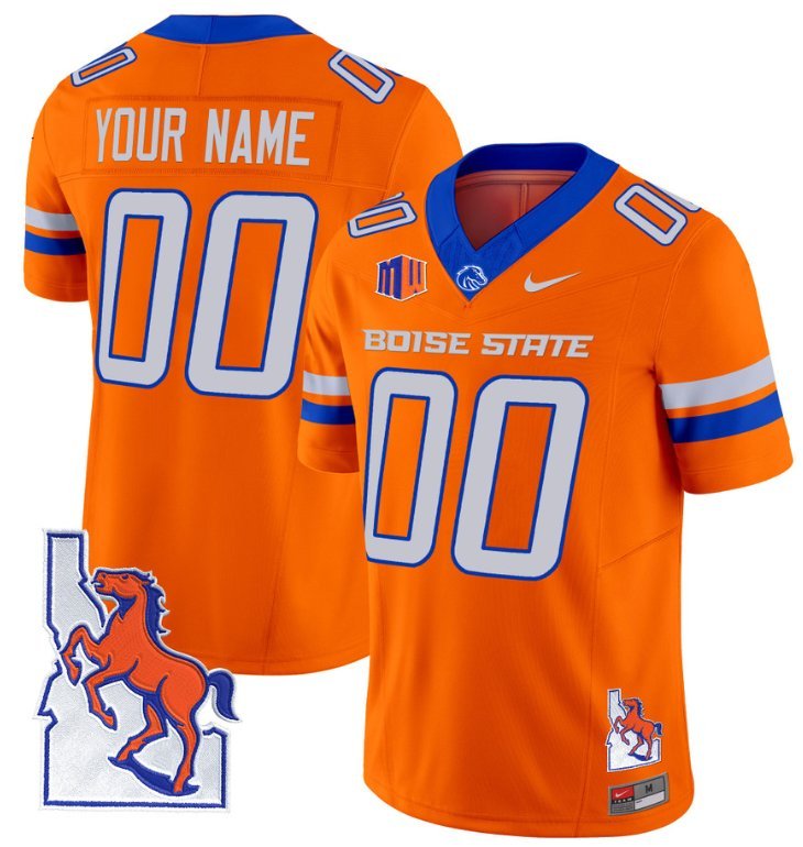 Custom Boise State Broncos Name, Number Map Patch Vapor Orange