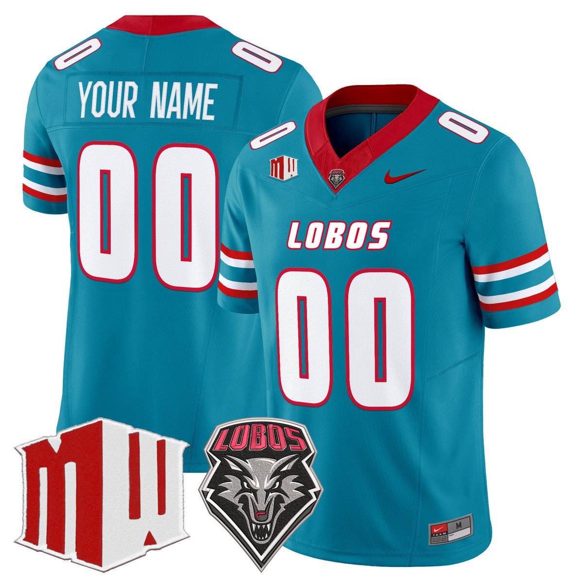 Custom New Mexico Lobos Name, Number 2025 Vapor Limited Turquoise