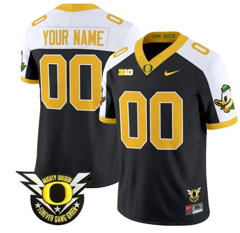 Custom Oregon Duck Name, Number Forever Gang Green Black Alternate