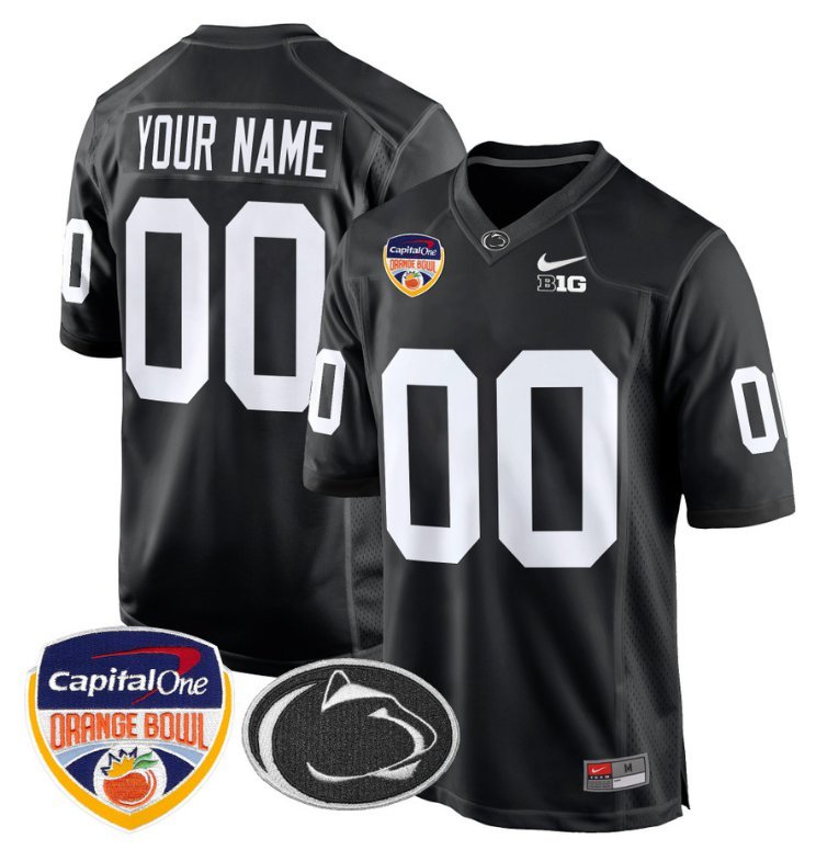 Custom Penn State Name, Number Orange Bowl Patch Black
