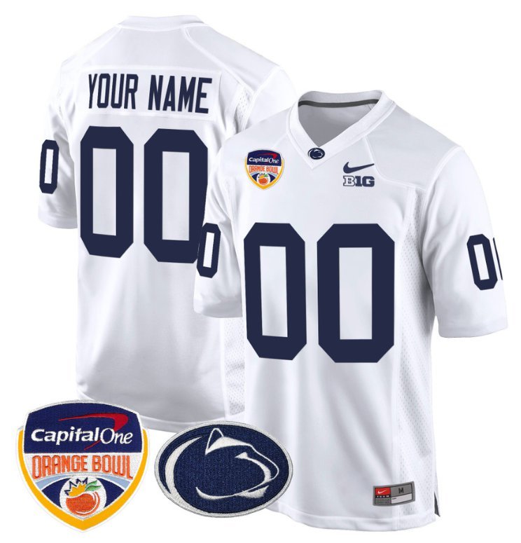Custom Penn State Name, Number Orange Bowl Patch White