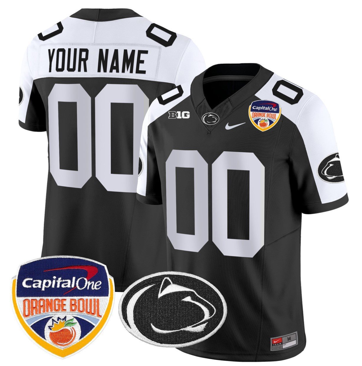 Custom Penn State Name, Number Orange Bowl Patch Stitched Black Alternate
