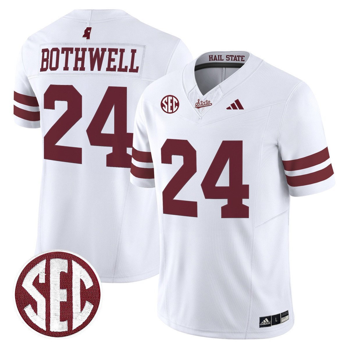 Fluff Bothwell #24 Mississippi State Bulldogs Dark Mode Stitched White