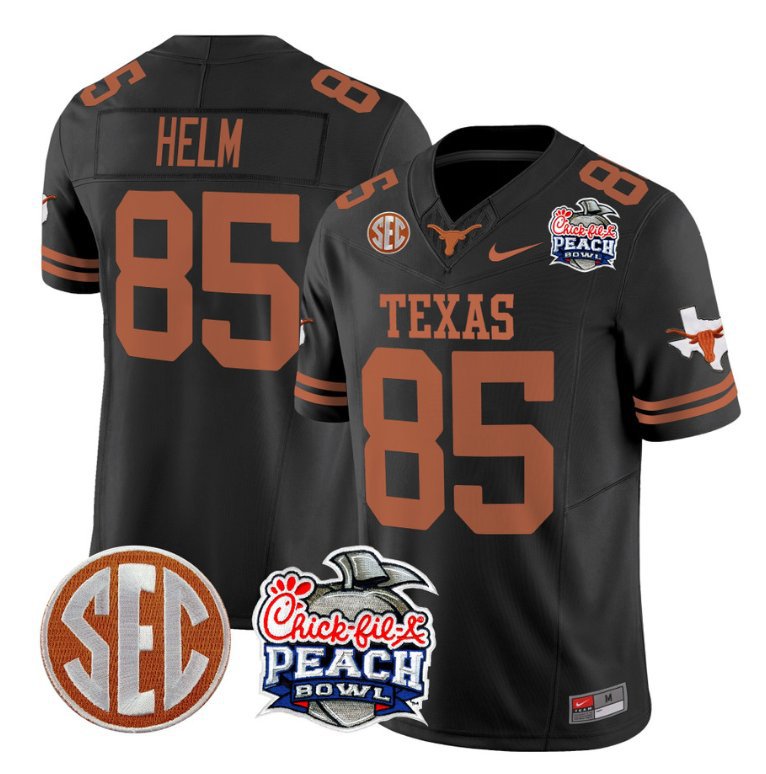 Gunnar Helm #85 Texas Longhorns Peach Bowl Patch Vapor Black
