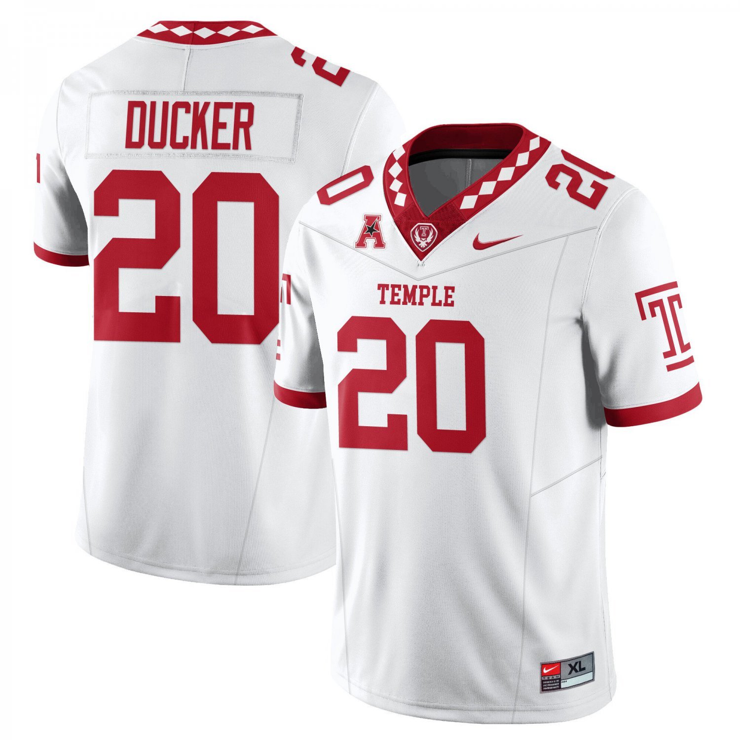 Jay Ducker #20 Temple 2025 Vapor Limited Stitched White