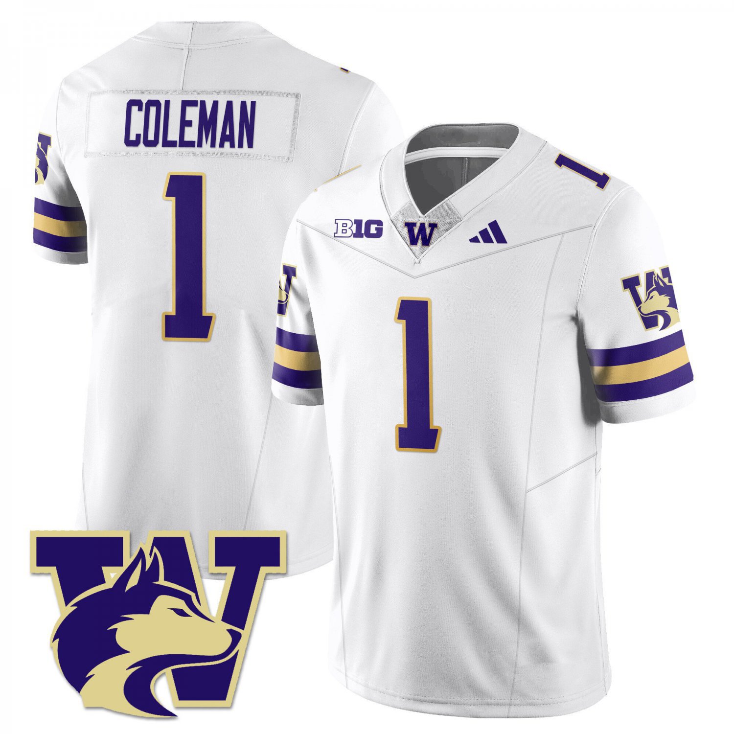 Jonah Coleman #1 Washington Husky 2025 Stitched White