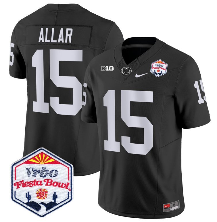 Drew Allar #15 Penn State 2024 Fiesta Bowl Patch Stitched Black