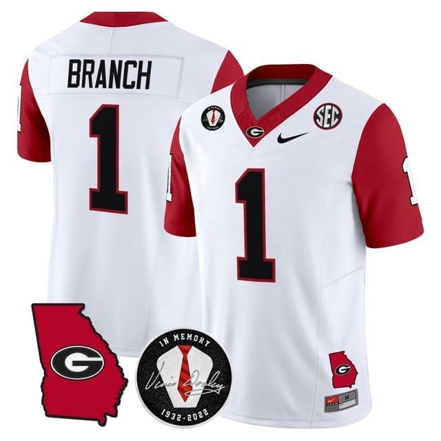 2026 Zachariah Branch #1 Georgia Bulldogs Color Sleeves Vapor Limited ...