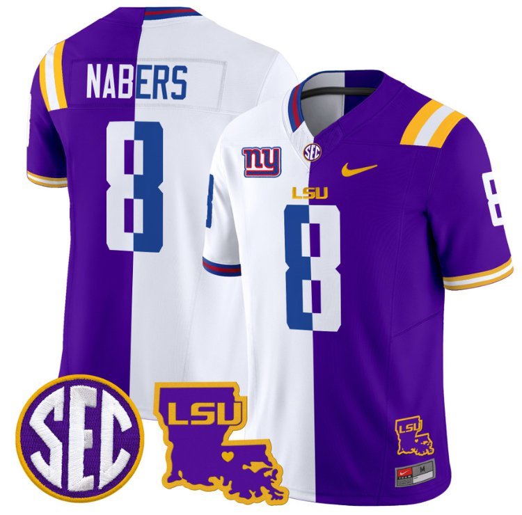 Malik Nabers #8 LSU Tiger Split Vapor Limited All Stitched