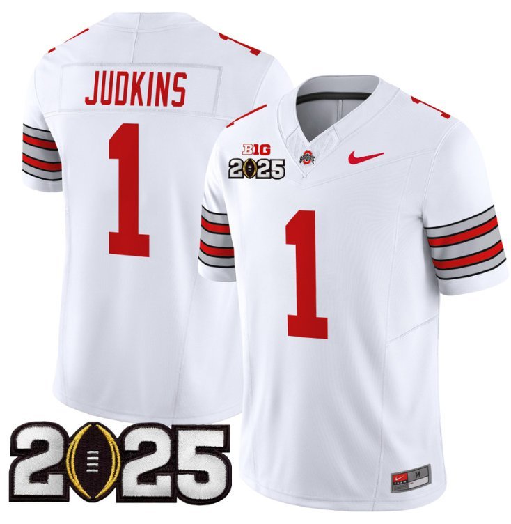 Quinshon Judkins #1 Ohio State 'Heritage Stripe' 2025 CFP Final White