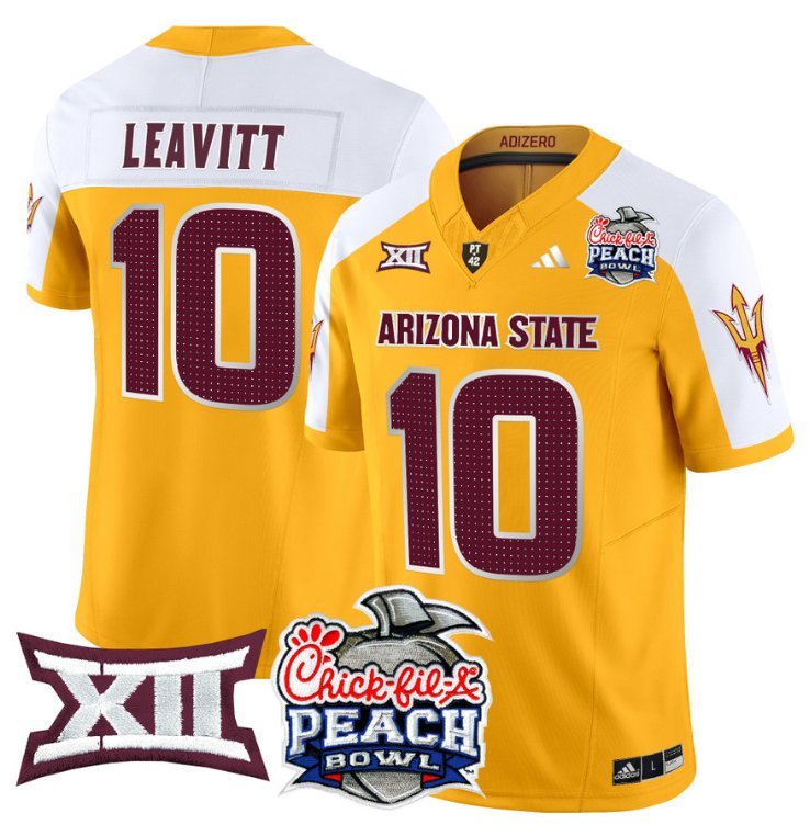 Sam Leavitt #10 Arizona State Sun Devils 2025 Peach Bowl Gold Alternate