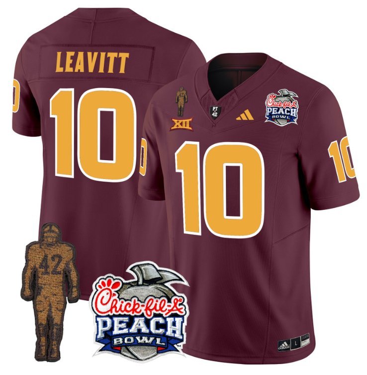 Sam Leavitt #10 Sun Devils Pat Tillman Peach Bowl Patch Maroon