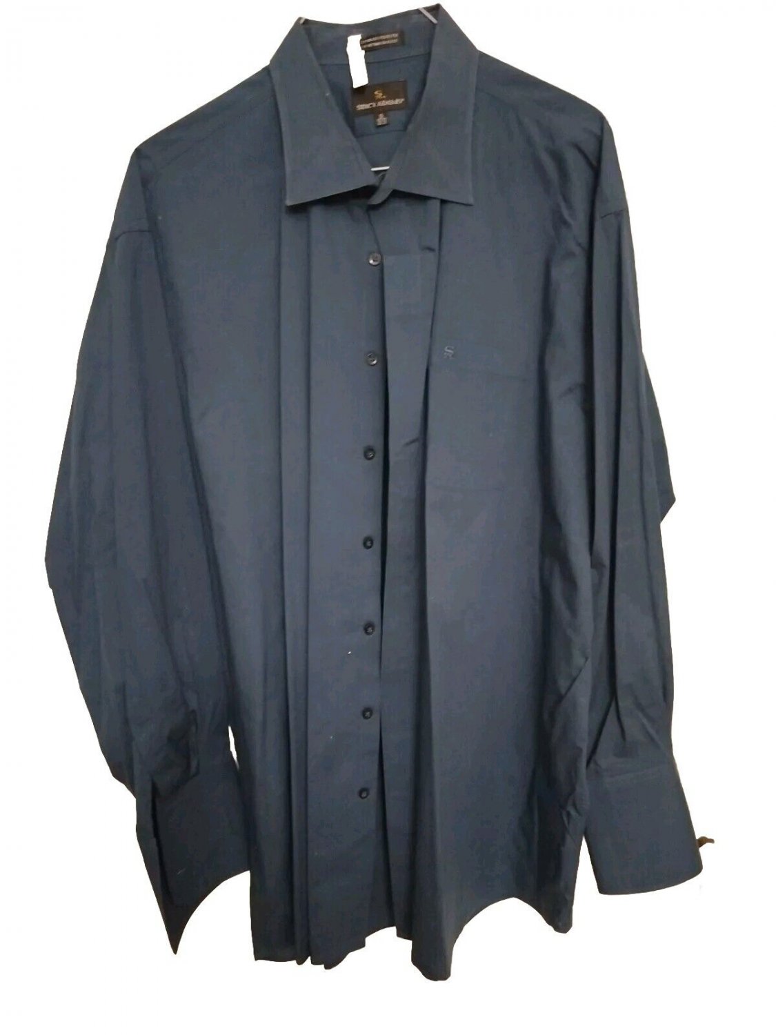 Stacy Adams french cuff Blue dress Shirt men's 19 36/37 Graduation Wedding