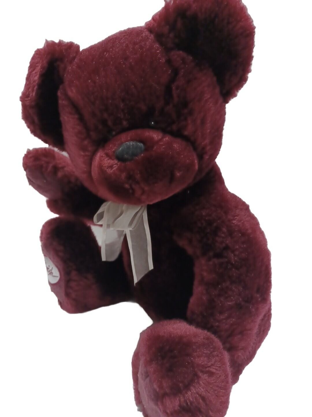 Vintage SKM Enterprises Plush Bear With Bow Maroon Stuffed Animal 12 ...