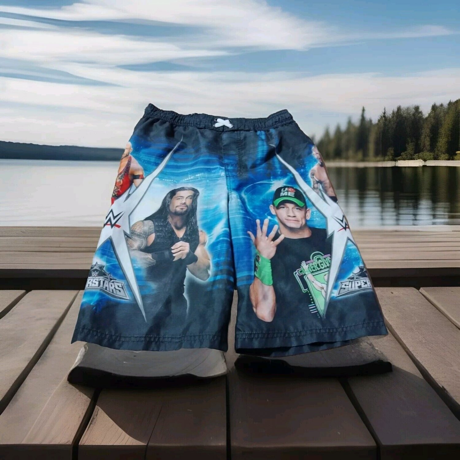 WWE Boys Swim Trunks Swimwear Large 10-12 2016 John Cena Super Stars ...