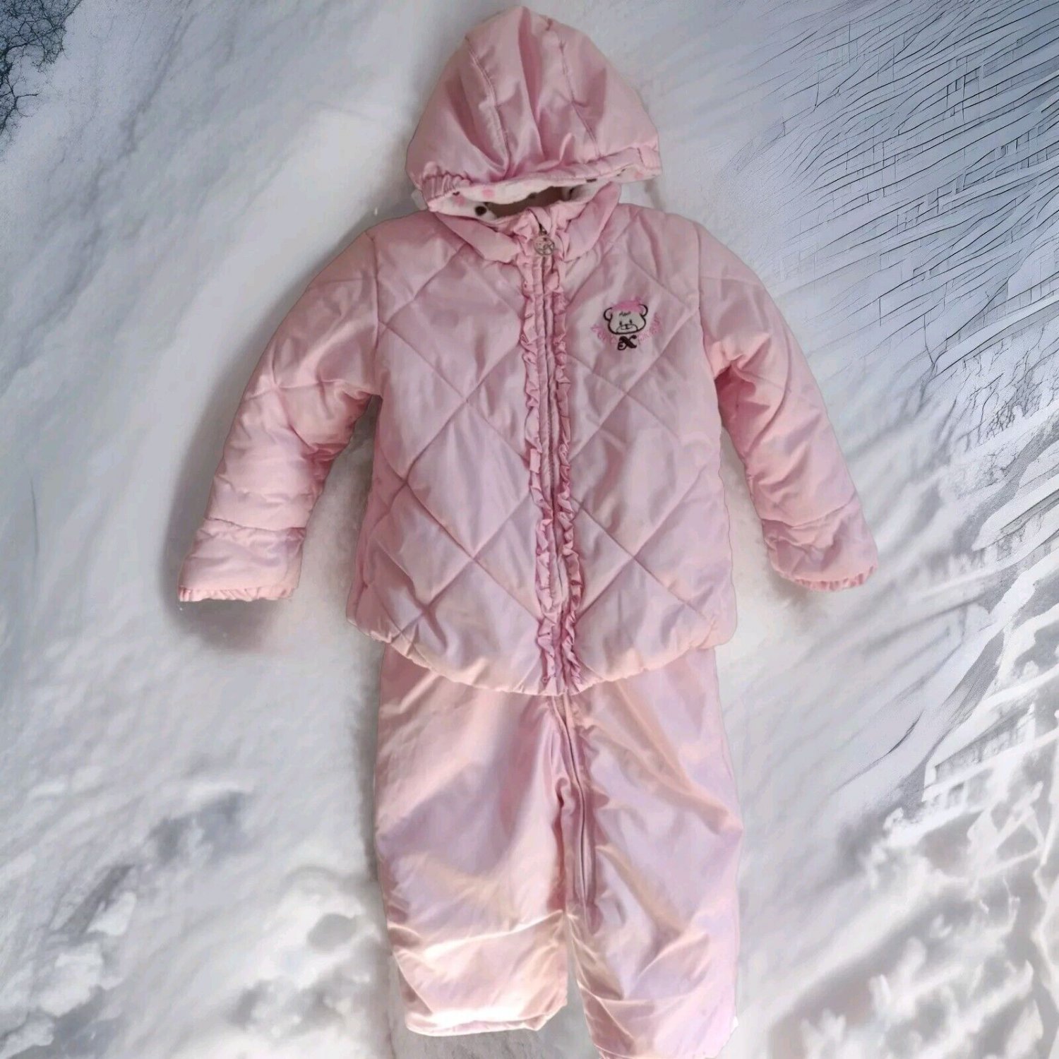 Girl's Pink Polka Dot Zero Xposur Two Piece Snow Suit Jacket Insulated ...