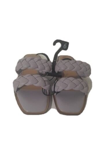Time And Tru Lavender Memory Foam Faux Leather Braided Sandals Flat Size 6