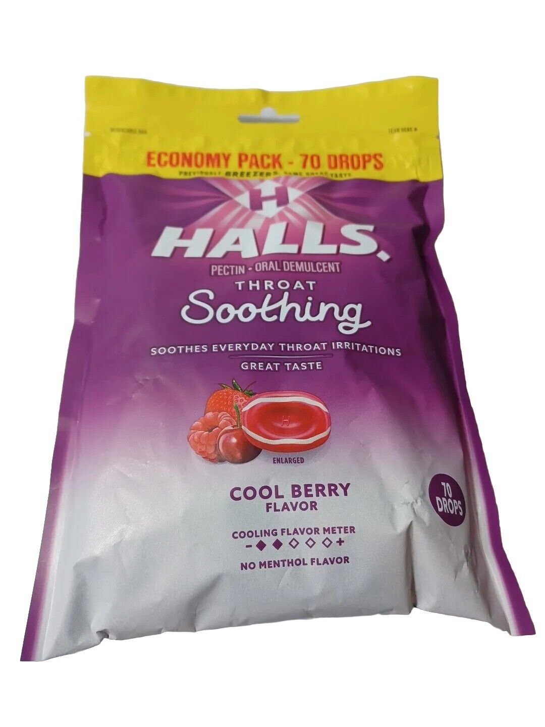 Halls ECONOMY Pack COOL BERRY Throat Soothing 70 Cough Drops - NEW