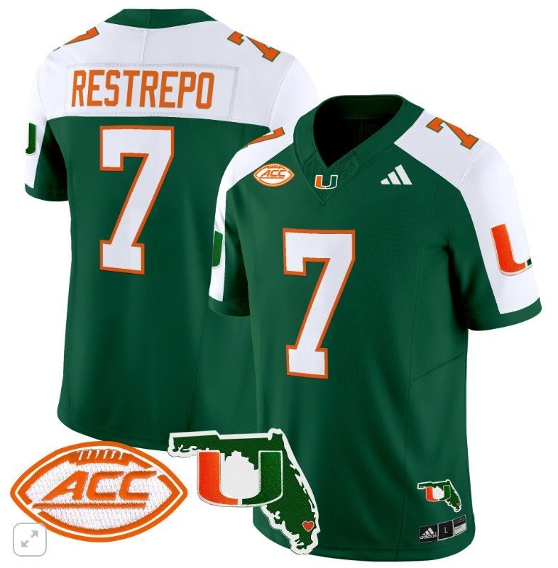 Xavier Restrepo #7 Miami Hurricanes Vapor ACC Patch Green Alternate