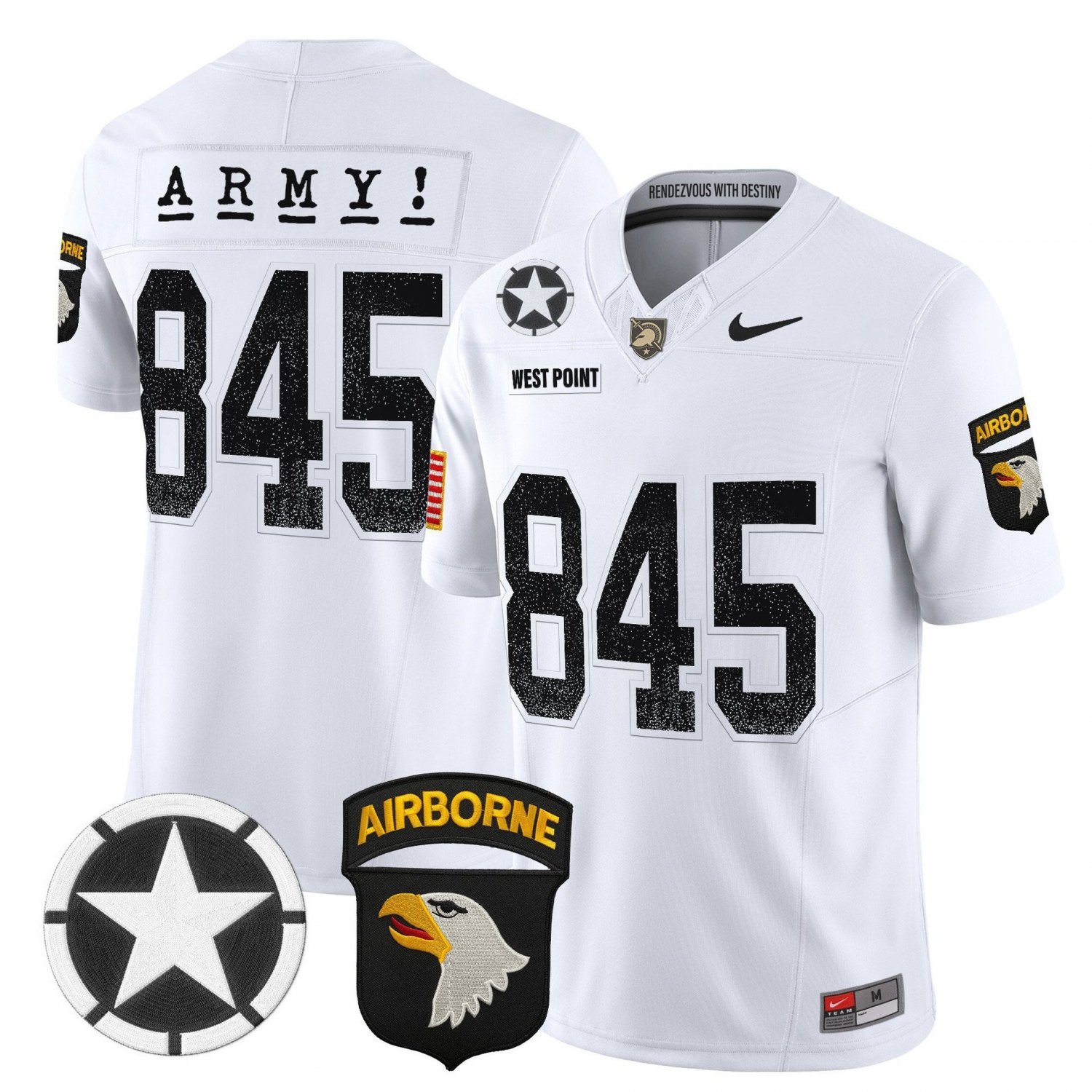 West Point #845 Army Black Knights 2026 Screaming Eagles Stitched White