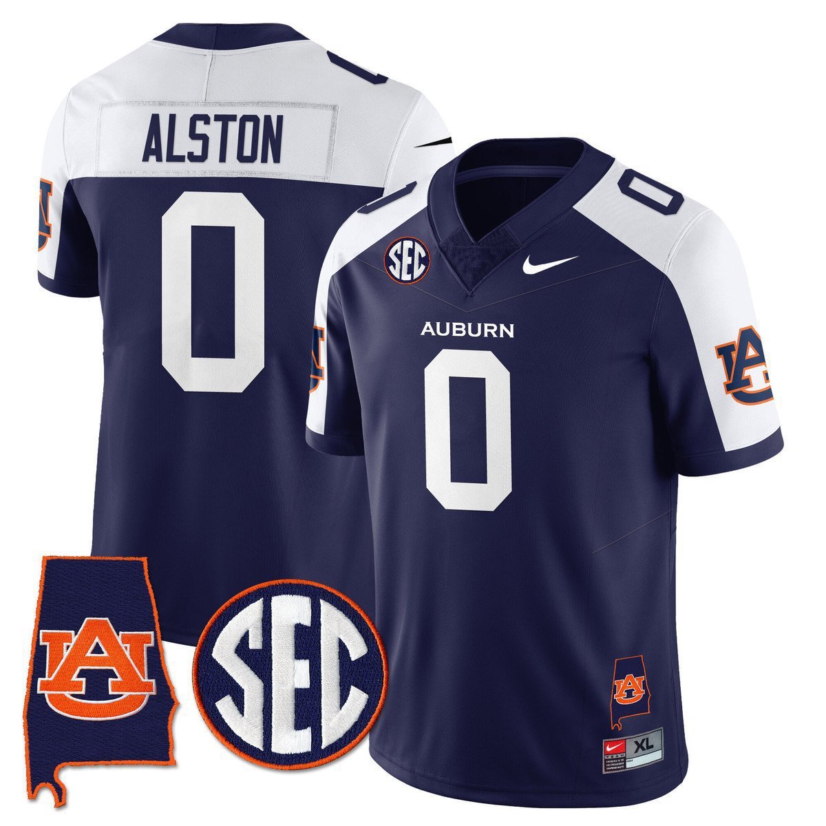 Damari Alston #0 Auburn Tigers Alabama Patch Vapor Stitched Navy Alternate
