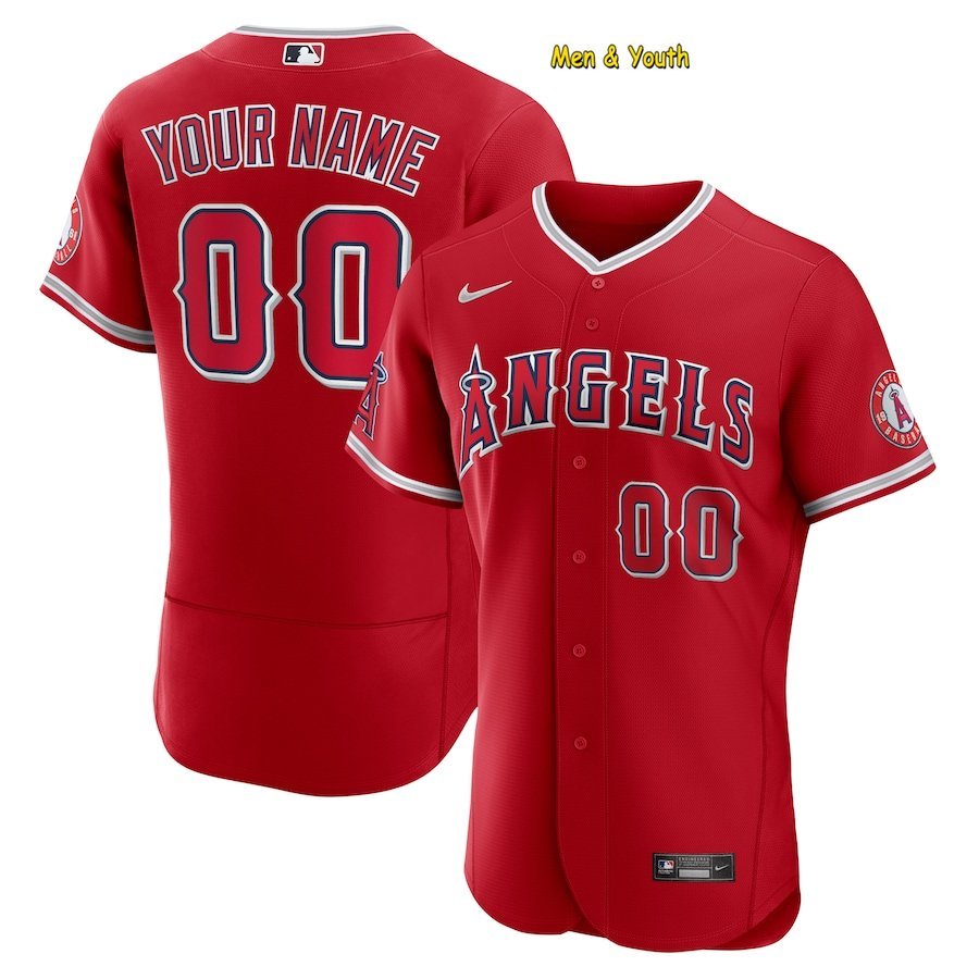 Baseball Angels Uniform #00 Custom name number s Red Alternate FlexBase