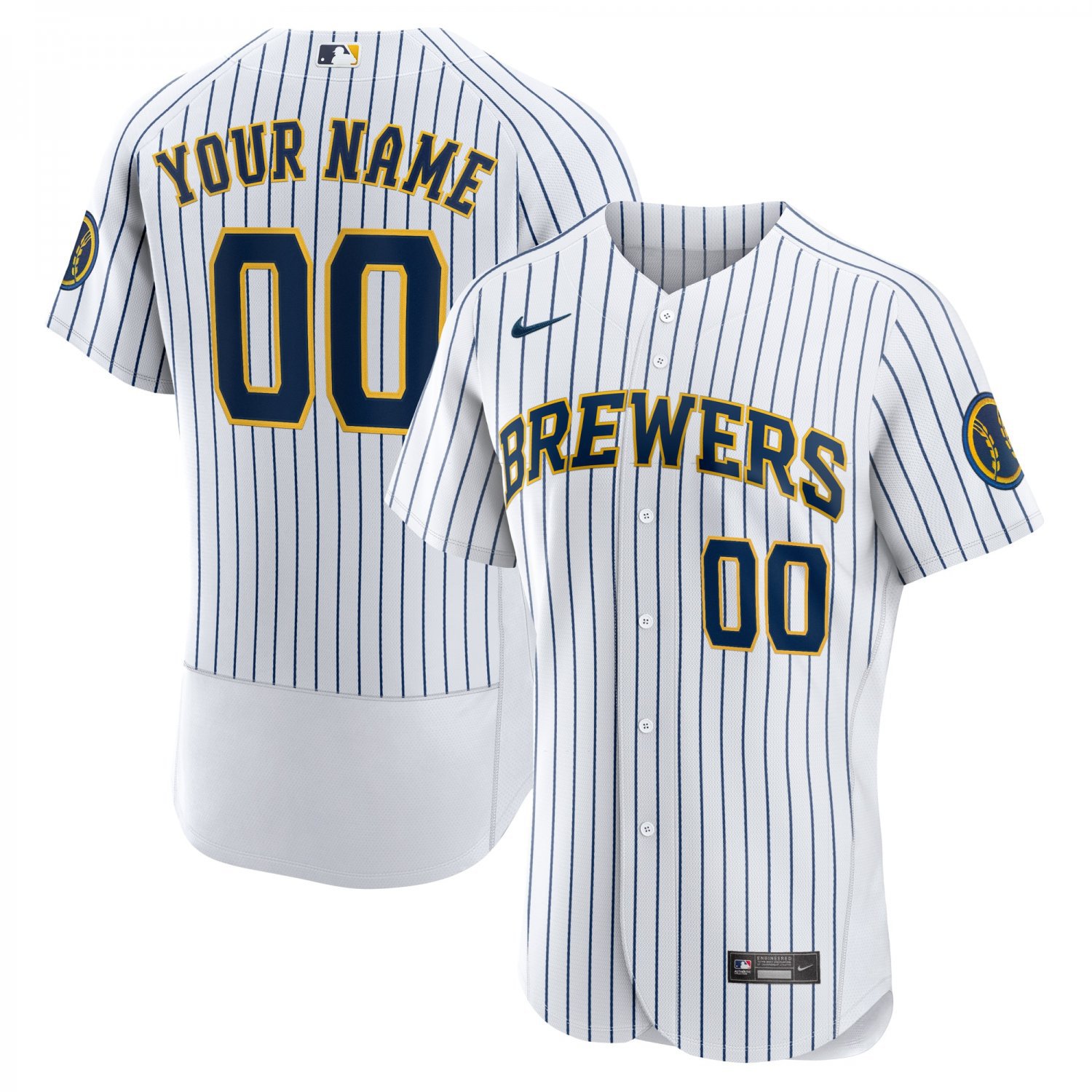 Baseball Brewers Uniform #00 Custom s White 50th Season FlexBase Game S