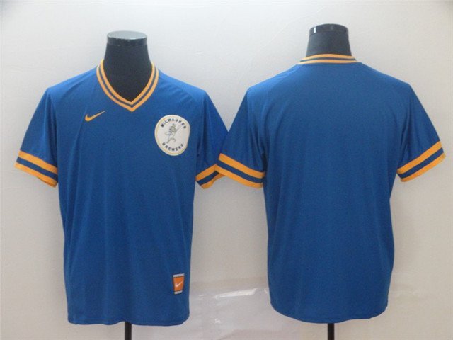 Baseball Brewers Uniform Blank s Royal Cooperstown V Neck Shirts