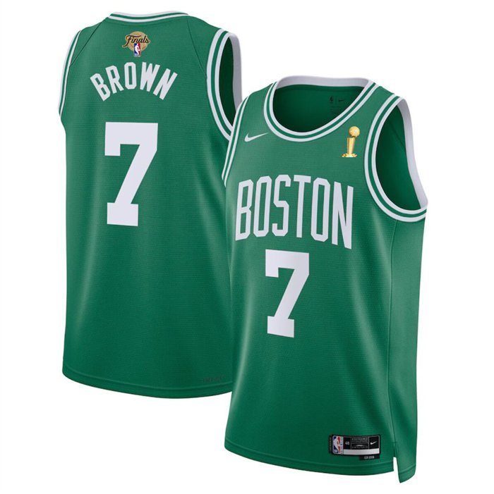 & Boston Celtics 7 Jaylen Brown Green 2024 Finals Game Champions Icon Ed