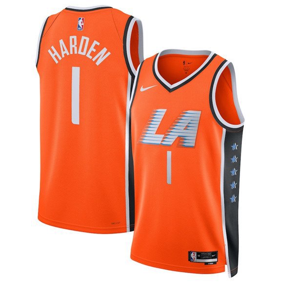 & LA Clippers 1 James Harden 2025 26 Orange City Edition Swingman Basket