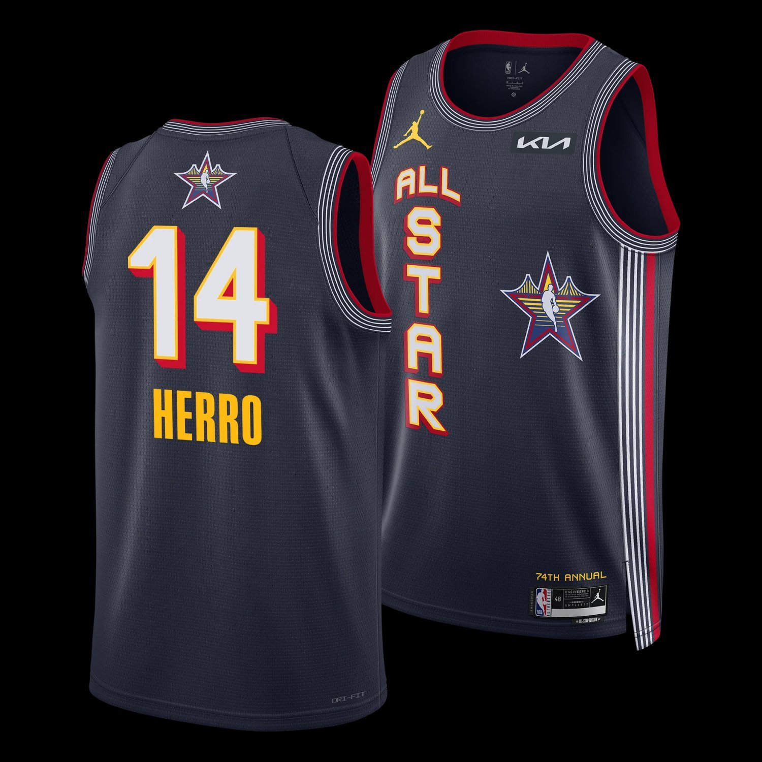 & Miami Heat 14 Tyler Herro Navy 2025 All-Star Game Swingman Basketball