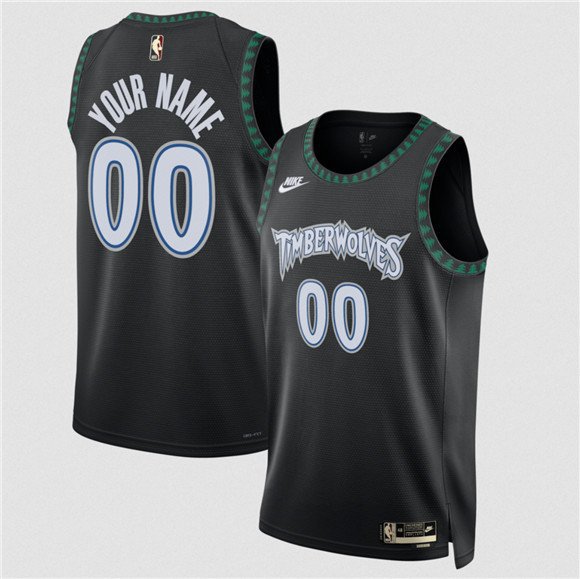 & Minnesota Timberwolves 00 Custom name number 2025-26 Black Classic Bas