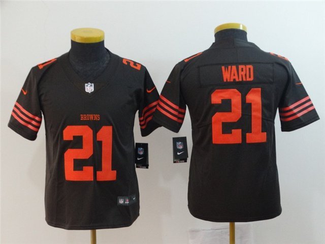 , Football Team Uniform #21 Denzel Ward s Player Game Brown Alternate ...