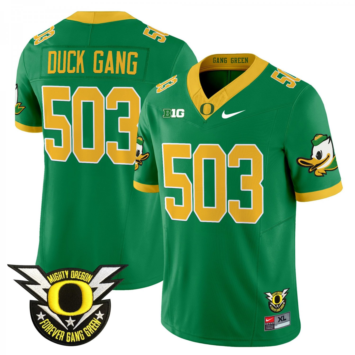 Duck Gang Jersey #503 Oregon Ducks 2025 Vapor Limited V2 Stitched Green