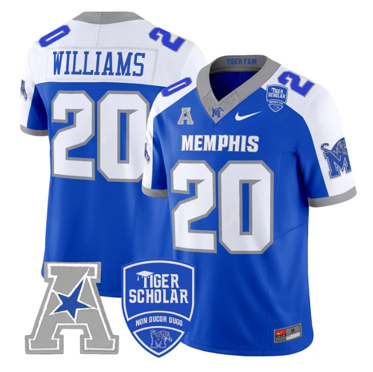 DeAngelo Williams Jersey #20 Memphis Tigers 2025 Limited Stitched Royal ...