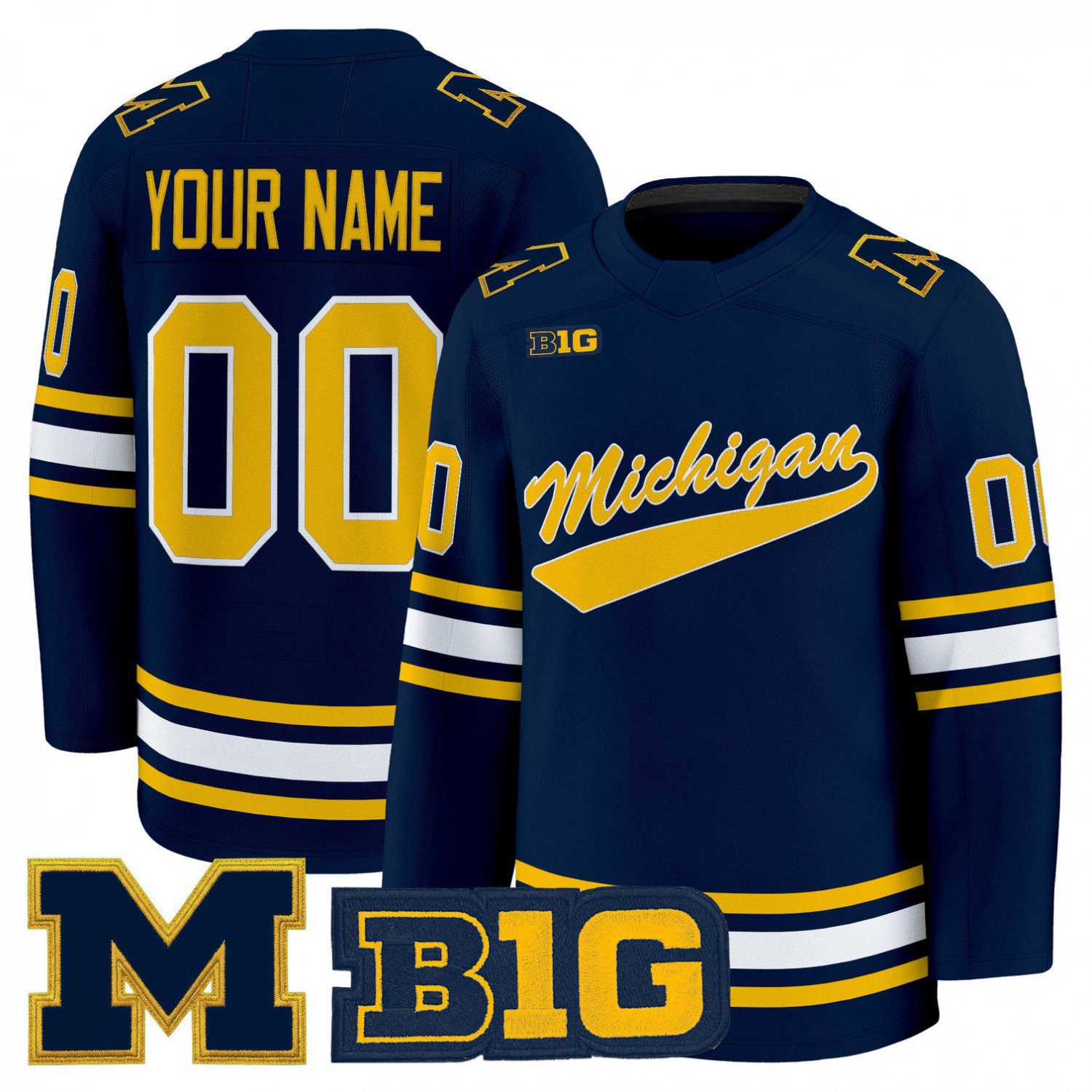 Custom Michigan Jersey Name, Number 2025-26 Premium Stitched Navy