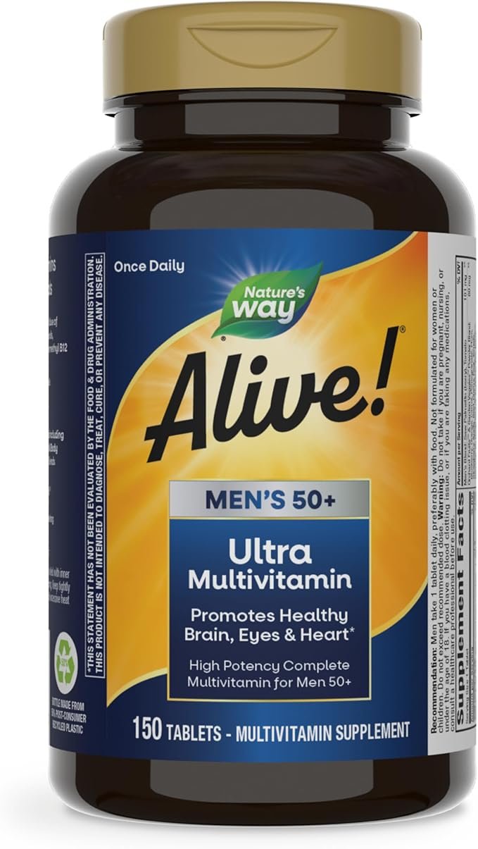 Nature's Way Alive! Men’s 50+ Daily Ultra Multivitamins, High Potency ...
