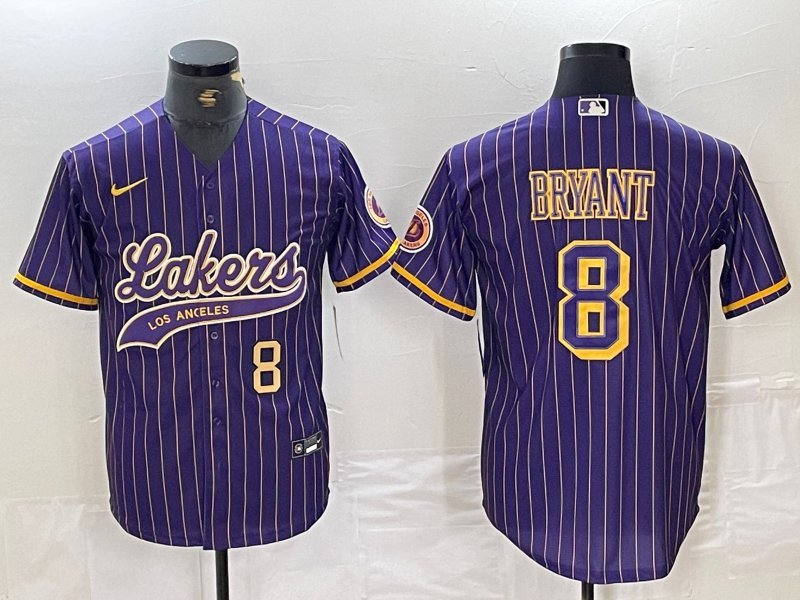 Los Angeles Lakers #8 Kobe Bryant Purple Pinstripe Cool Base Stitched 2026