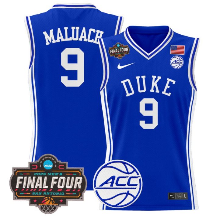 Khaman Maluach Jersey #9 Duke Blue Devils 2025 Final Four Patch ...
