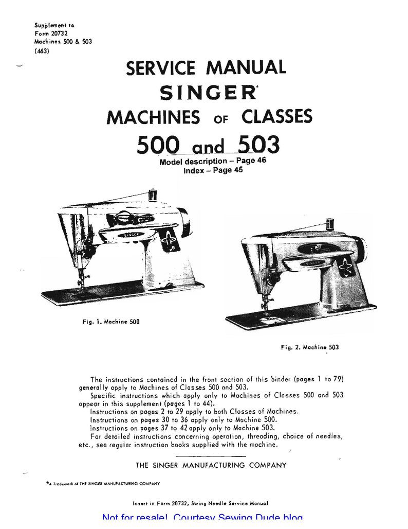 Singer-Class-500-and-503-Service-Manual Repair Manual - English