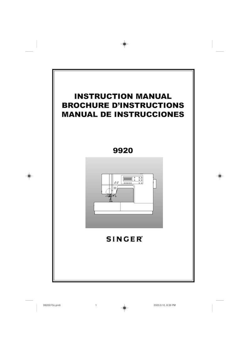 Singer 9920 Sewing Machine Instruction Manual - User Manual - Complete ...