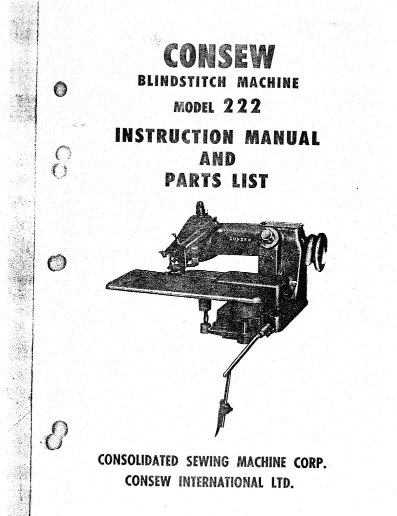 CONSEW 222 Sewing Machine Instruction Manual - User Manual - Complete ...